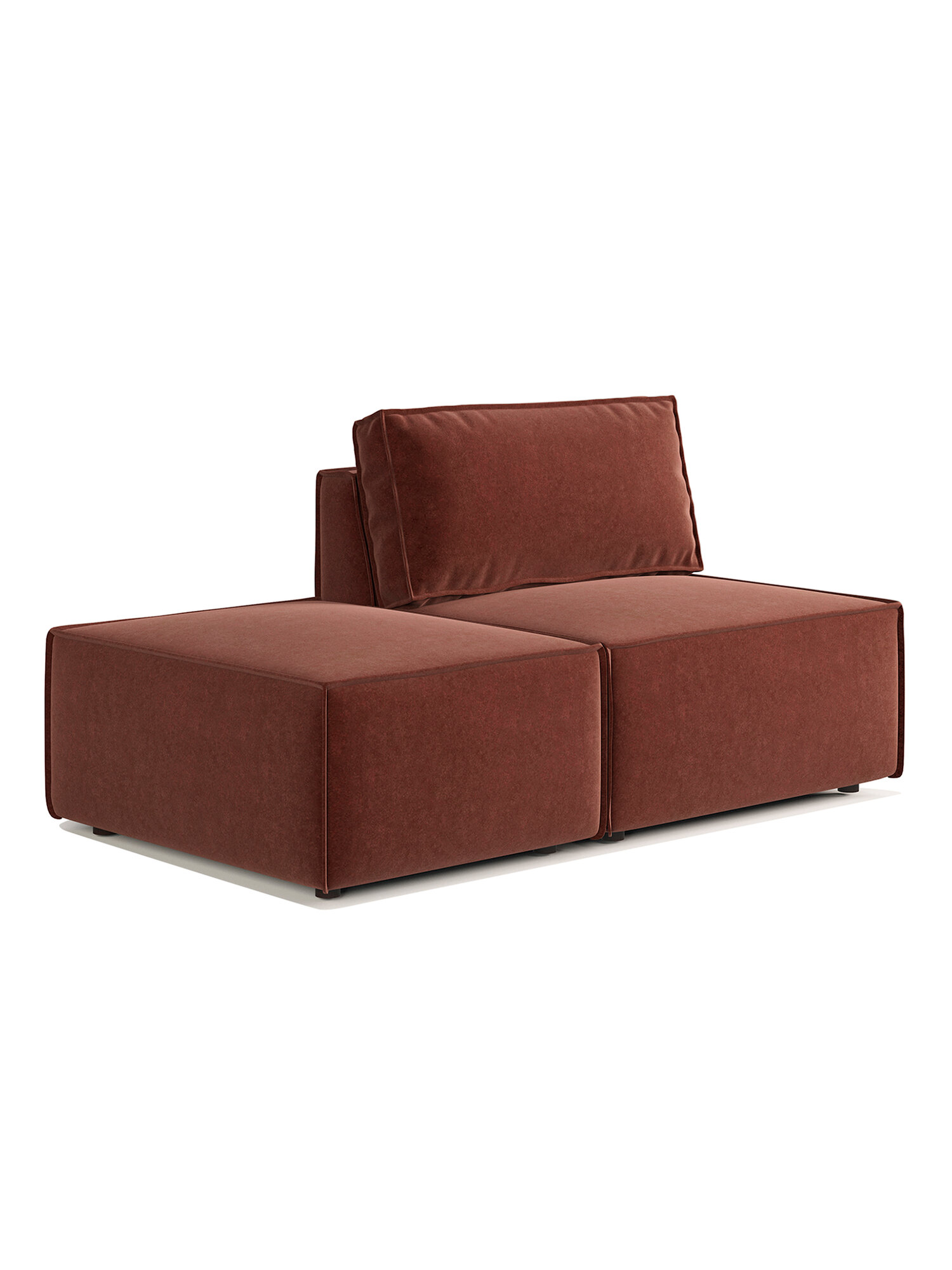 Модули диван и пуф Гамма 170х95х70 см, независимый пружинный блок, левый велюр Дрим шоколад