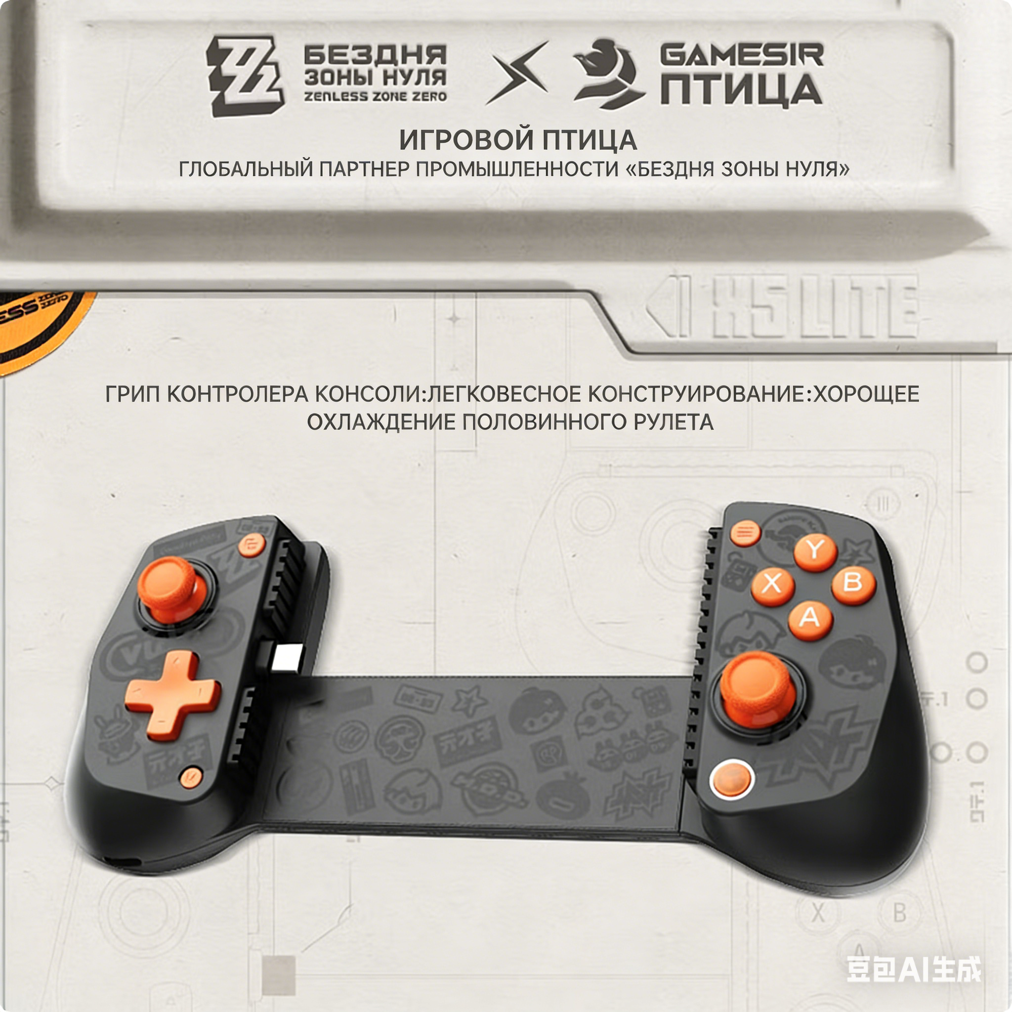 Коллаб ZZZ Zenless Zone Zero Игровой контроллер Удлиняемый геймпад GameSir X5 Lite, растягивающийся, для iPhone/Android