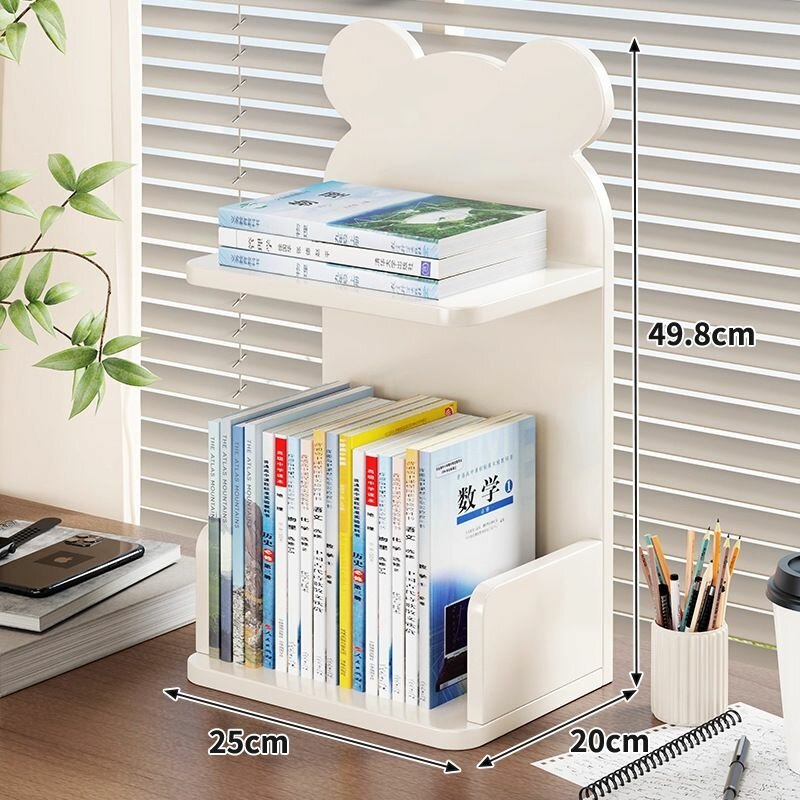 Настольный книжный разделитель с полками, 49.8x25x20 см: с регулируемыми перегородками и метками, для учебников, органайзер для стола, дерево