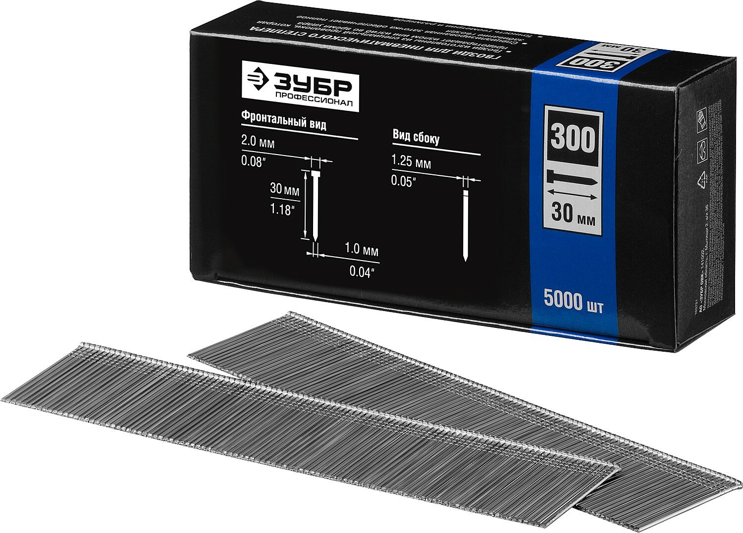 Гвозди для пневматического степлера ЗУБР тип 300 47-J-F, 30 мм, калибр 18GA, 5000 шт, Профессионал