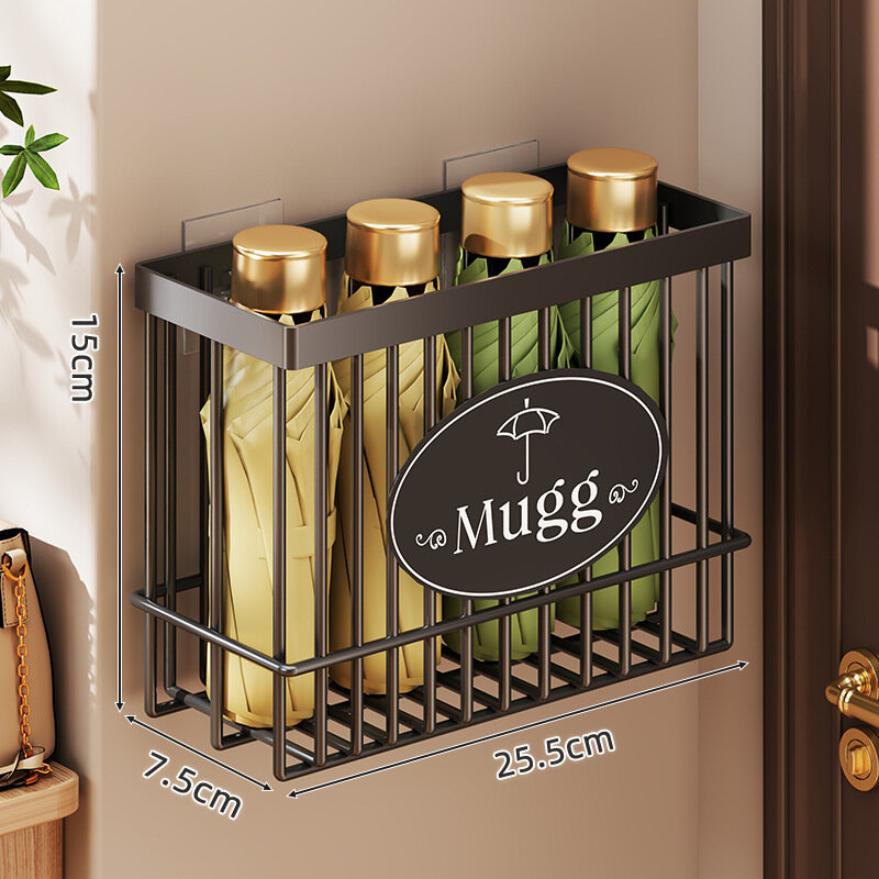 Стойка для хранения зонтов для входа в дом, магнитный настенный держатель для зонтов, волшебный органайзер для зонтов, коробка для хранения с крючками за дверью