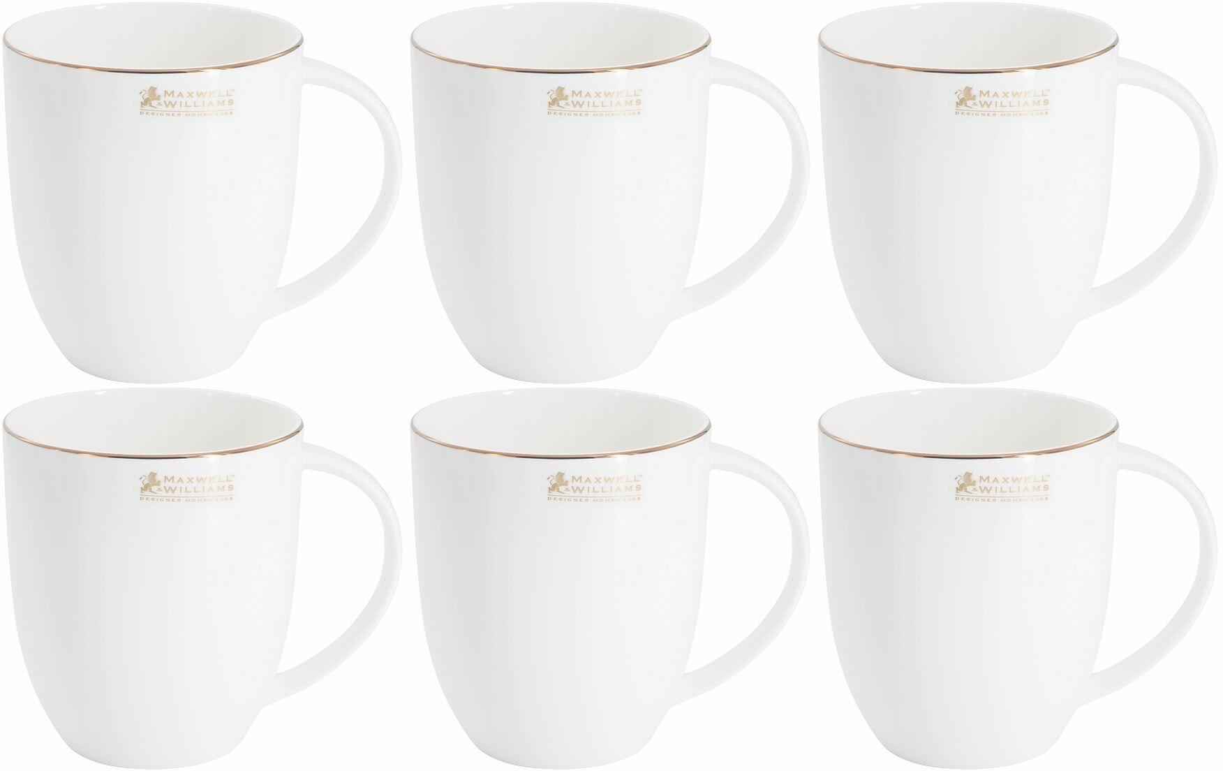 Набор из 6 кружек Maxwell & Williams Кашемир Голд 400 мл, костяной фарфор, чашки для чая и кофе 6 шт