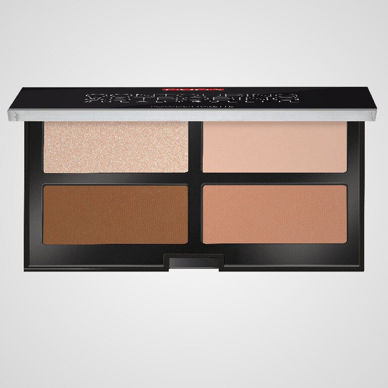 Набор для скульптурирования лица тон 002 Средняя кожа PUPA MILANO CONTOURING STROBING PALETTE Палетка 15,5 гр