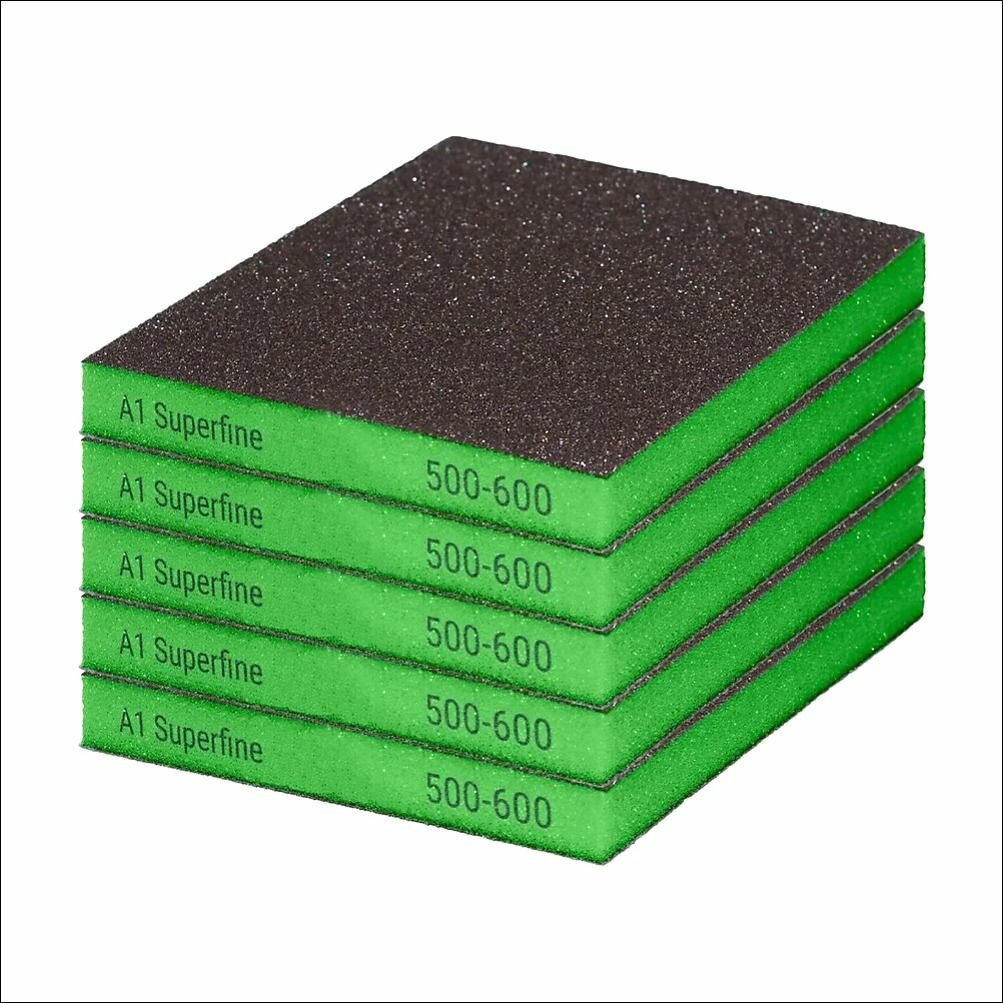 Двусторонняя губка А1 Spongebob Superfine P500-600 зеленая 5 штук