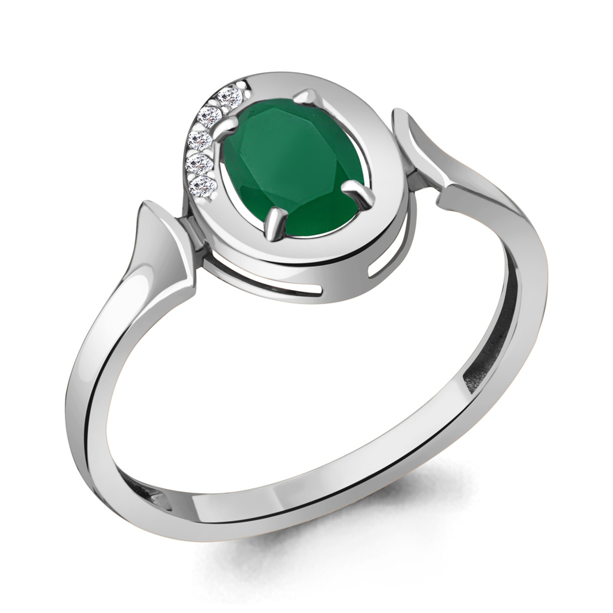 Кольцо, серебро, 925 проба, родирование, фианит, агат