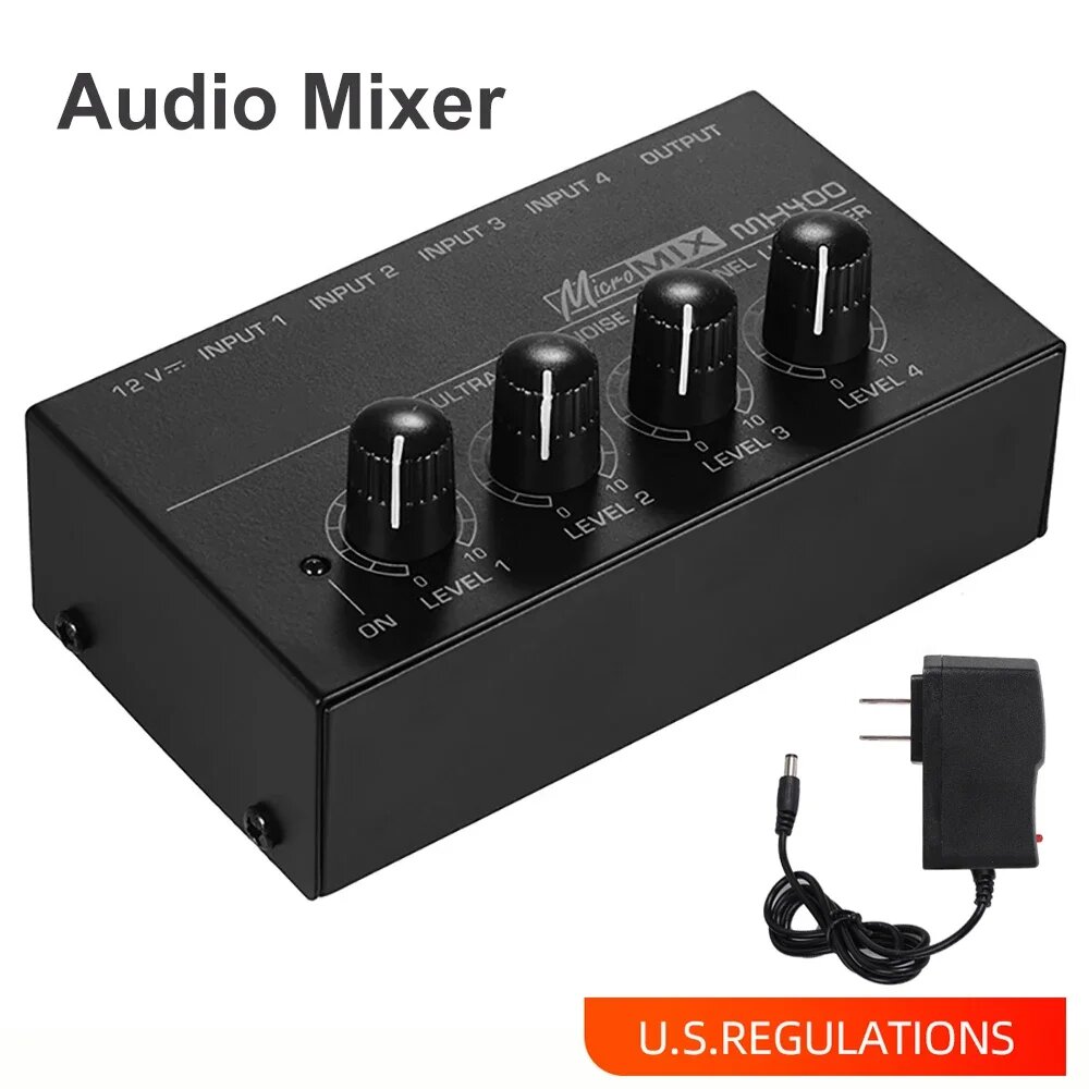 Микшер аудио 4-канальный KEBIDUMEI MX400, черный, US Plug