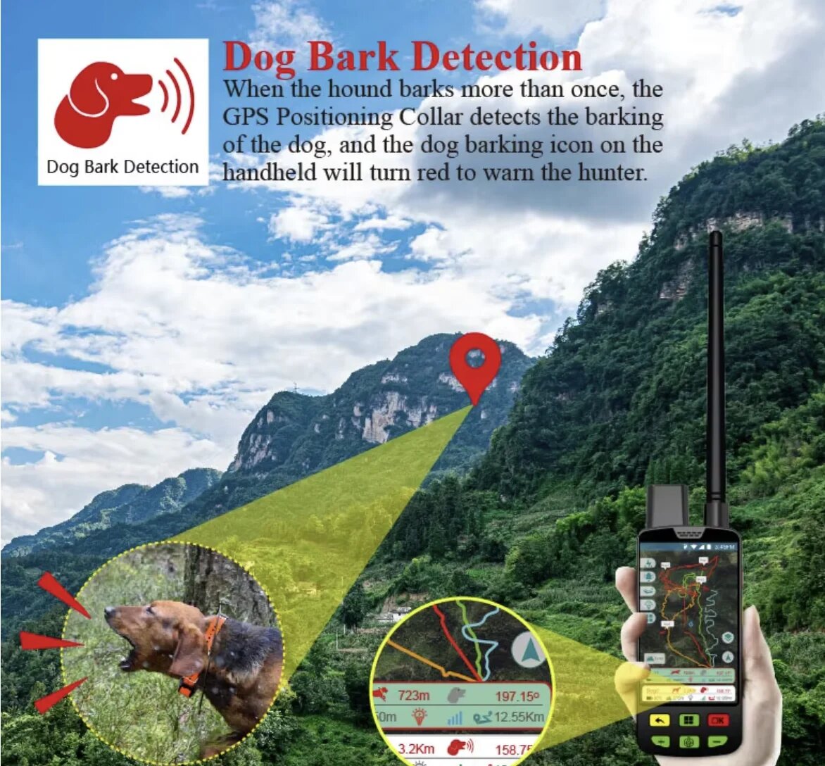 GPS-хаунд 4G Dog Tracker с 1 ошейником, 3.94" экран — фото 1
