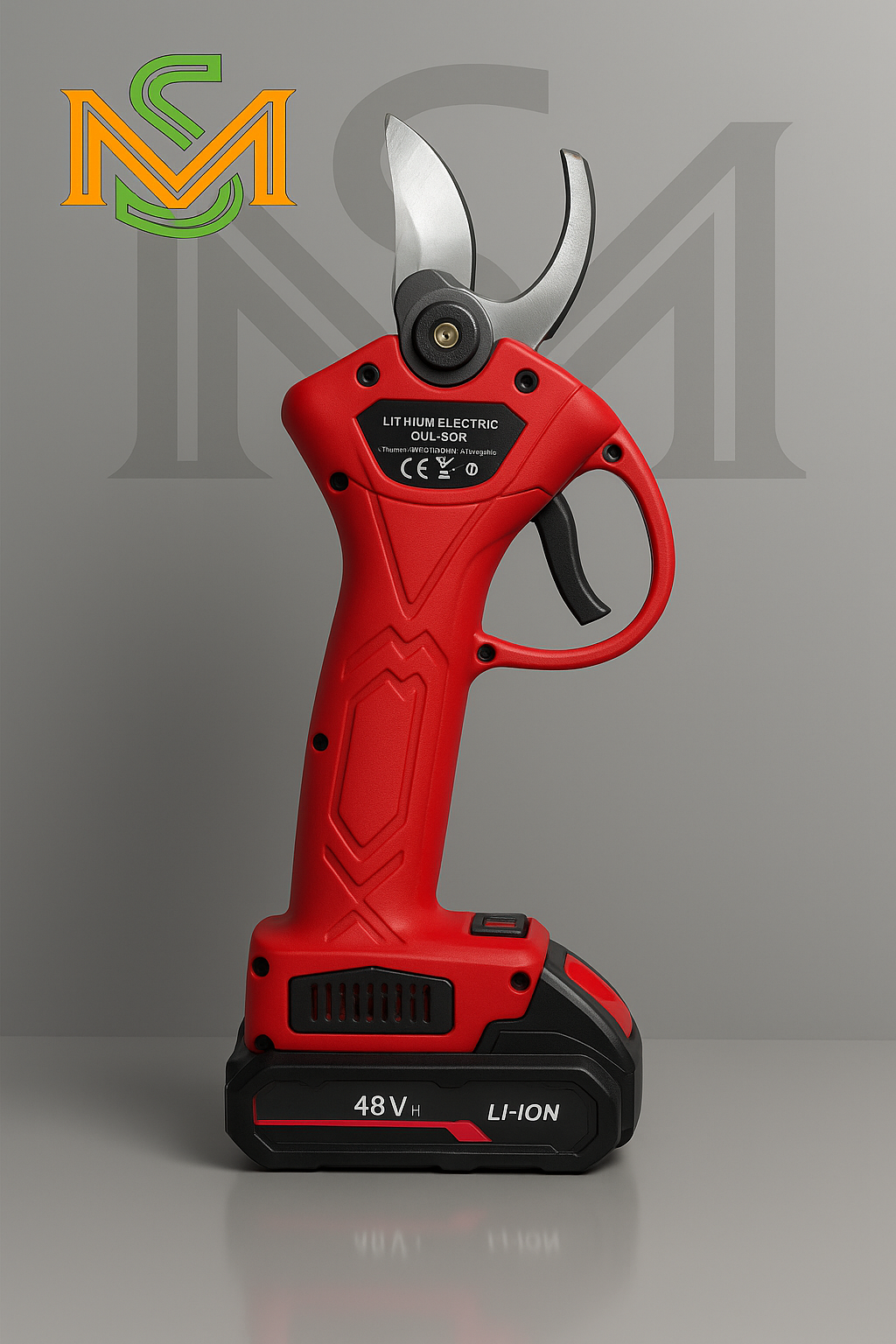 Секатор садовый, электрический, с двумя аккумуляторами, черный