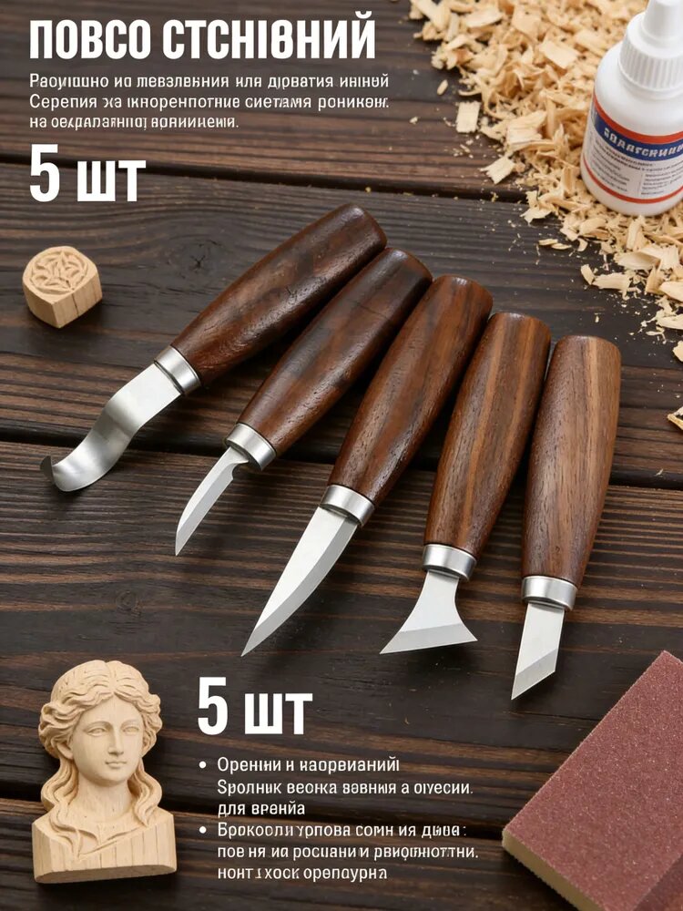 Набор ножей фигурных резцов для резьбы по дереву