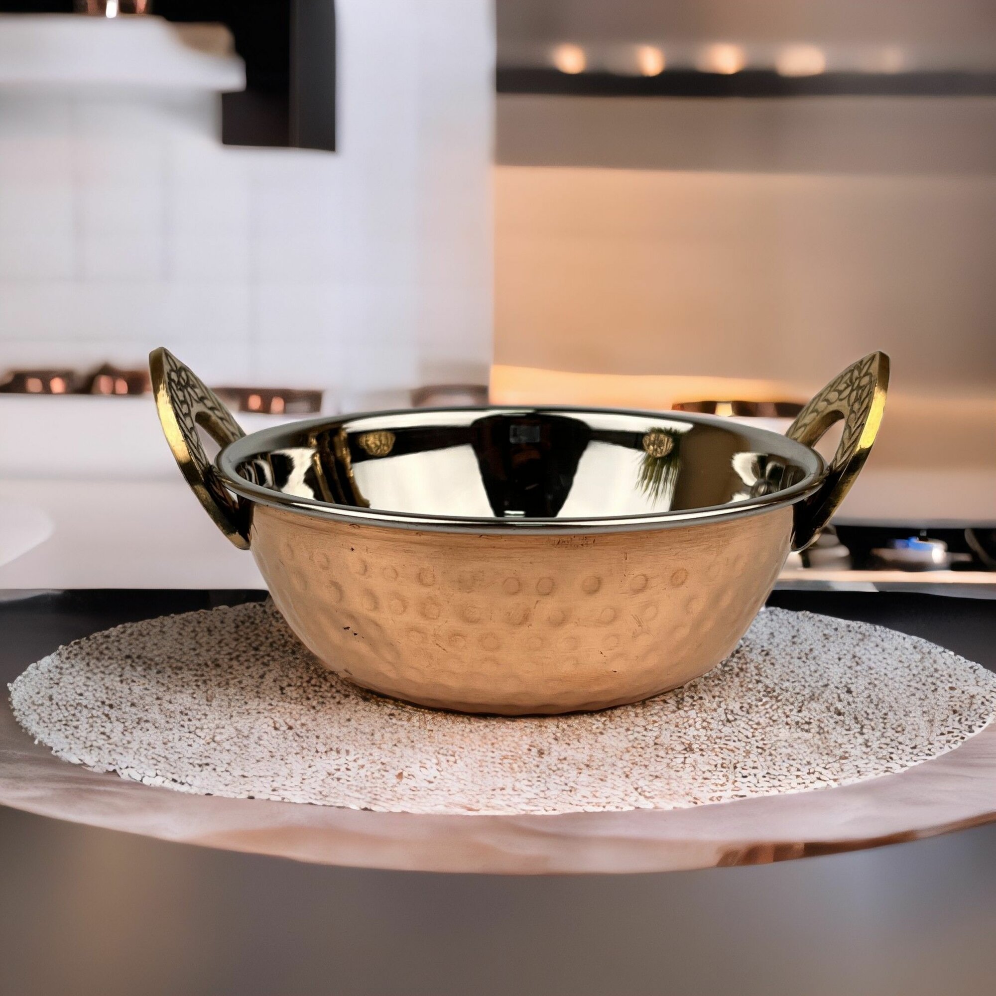 Медная тарелка с ручками Арт 06