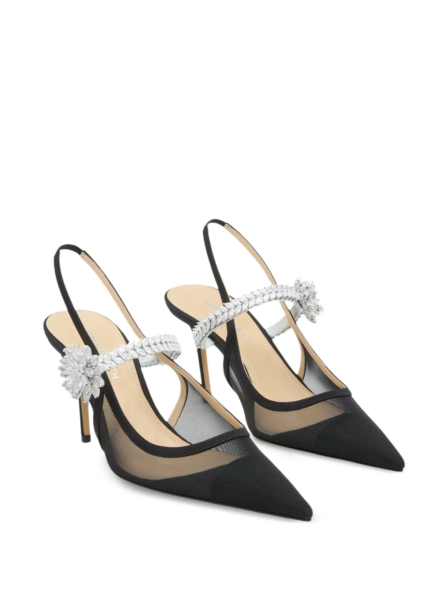 Туфли Mach & Mach Flower-embellished slingback pumps, размер 38, черный — фото 1
