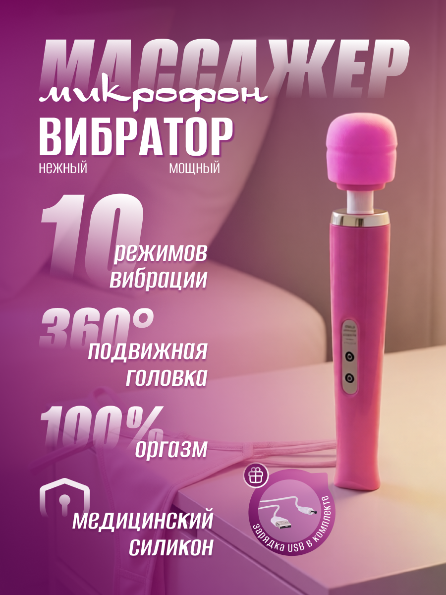 Вибратор SenCiciMen Ultra Powerful Quiet Vibration Magic Massager (SCMHW004) Pink