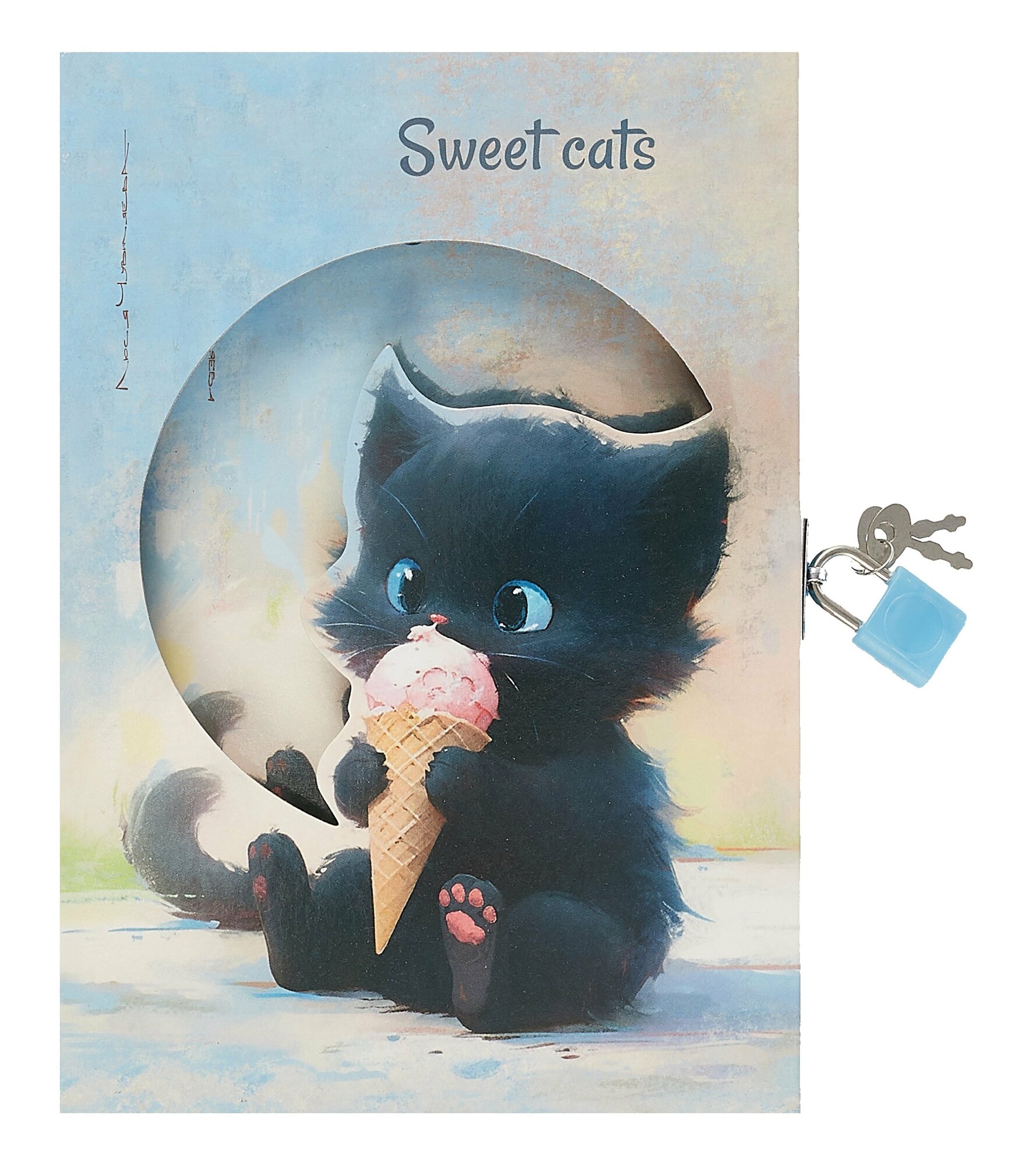 Записная книжка «Чувиляева. Sweet cat» А6+, 50 листов, с замочком
