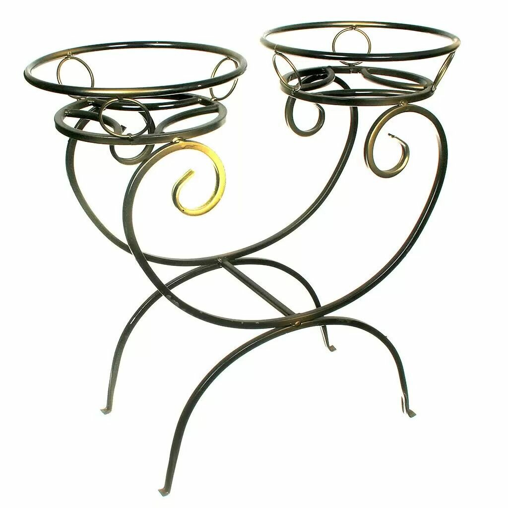 Стальная напольная подставка под цветы Дуэт круг 7, стильный цветник комнатных растений, 52х52х22 см