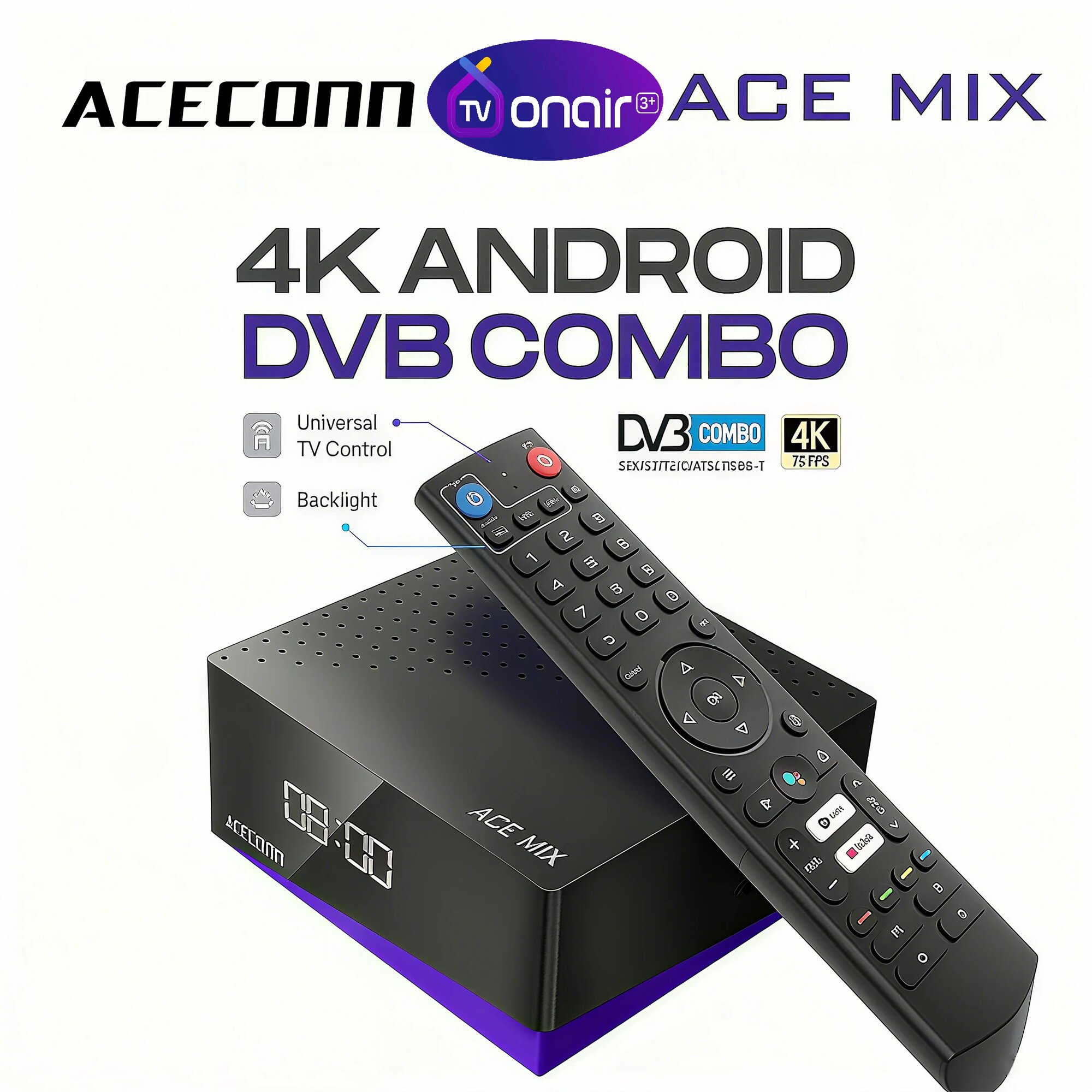 ACECONN TVonair Спутниковый ресивер Европейская вилка (EU Plug), 1p TV Box