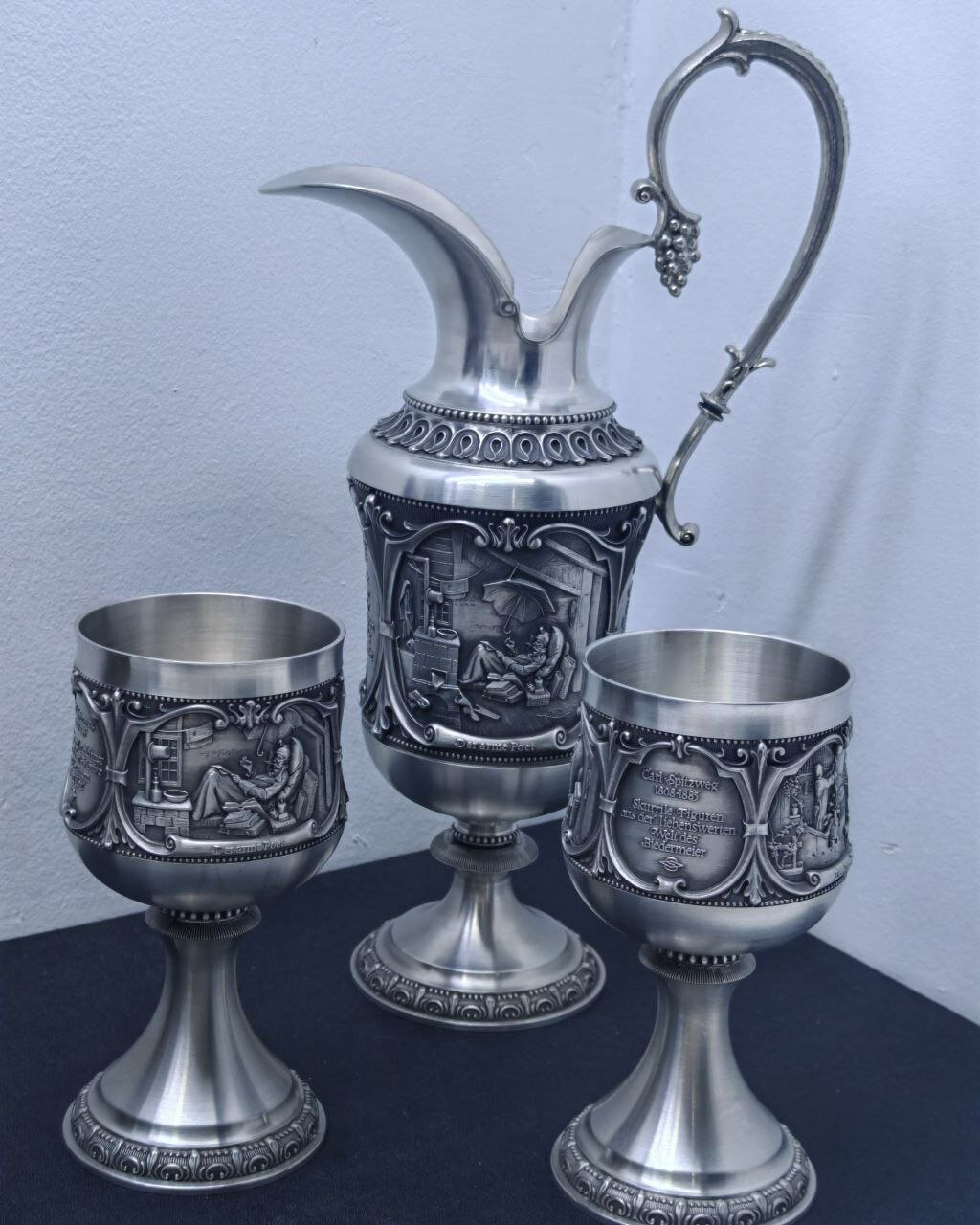 Винный набор Artina SKS, на 2 персоны, оловянный, элегантный, 2 кувшина, 1 графин
