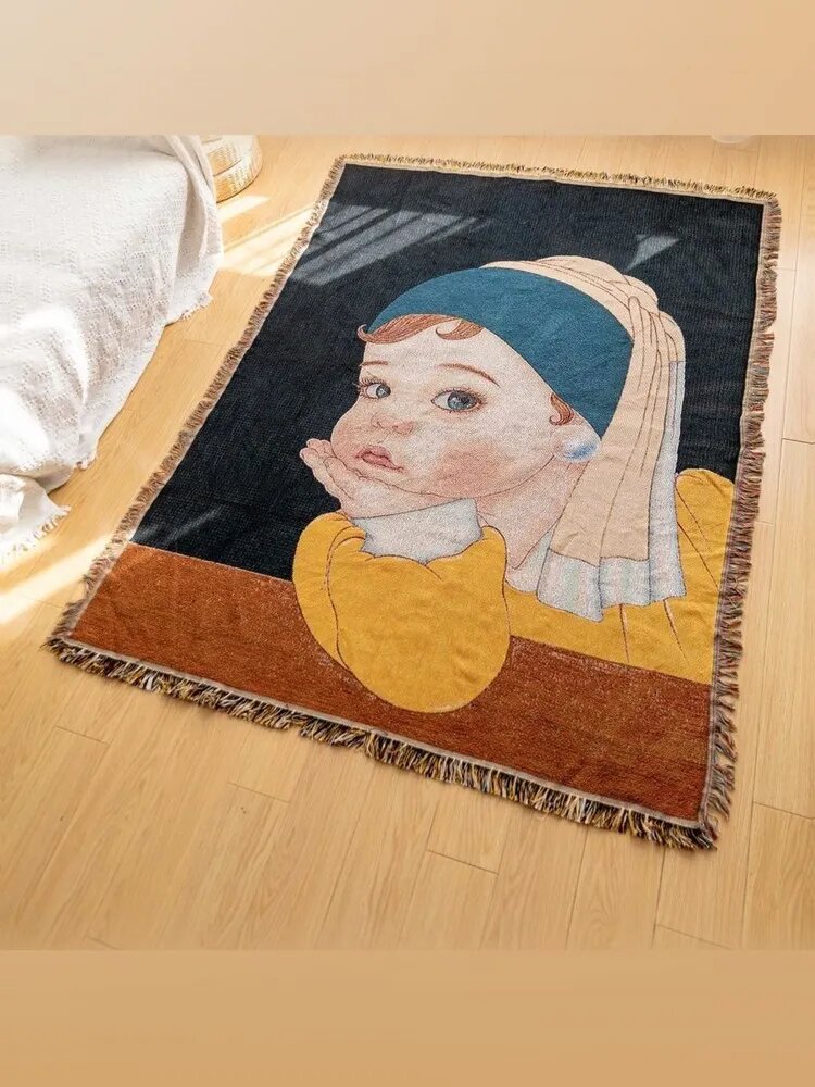 Плед 130x160 см полиэстер пончо желтый
