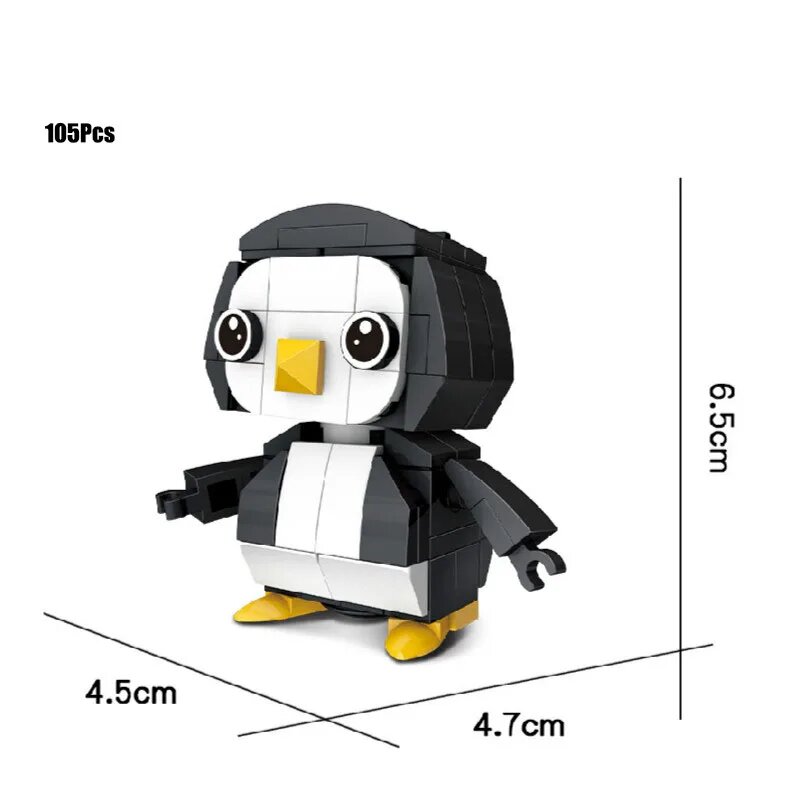 3D мини-конструктор животные пластик для детей Черный, Penguin no box 2