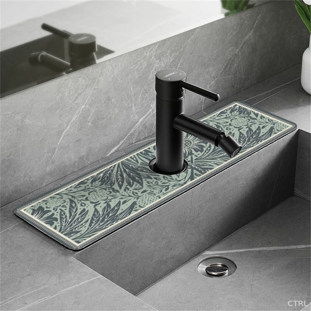 Диатомитовый впитывающий коврик для раковины,38x13cm, Срисунком