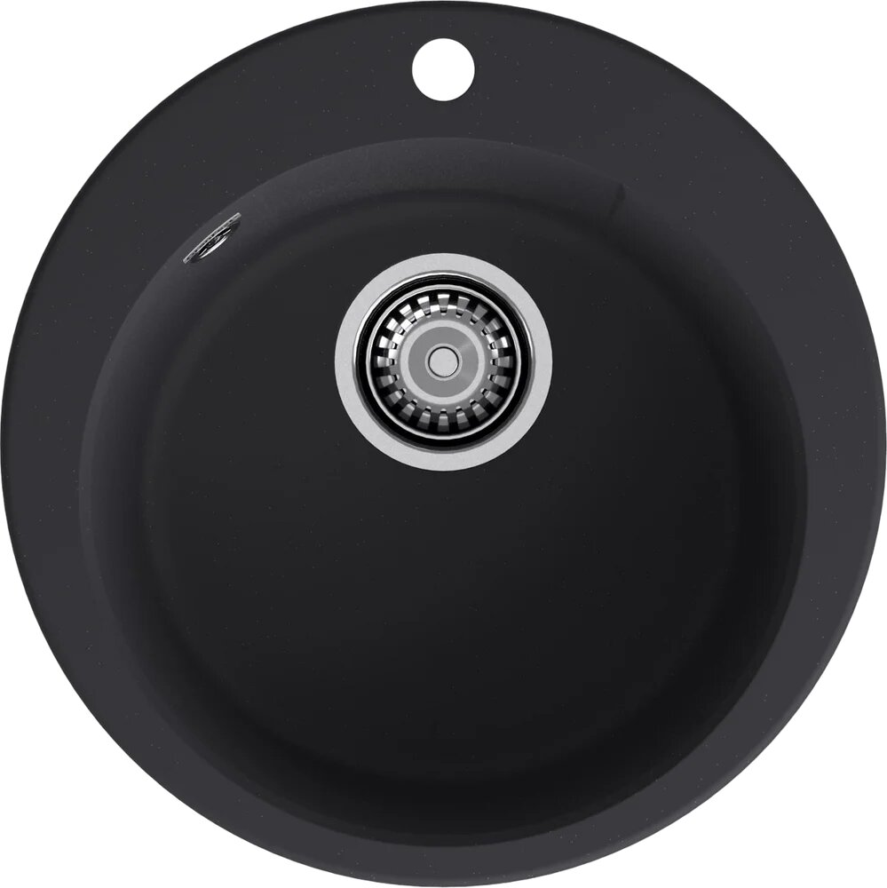Мойка кухонная GranFest Urban 649 кварцевая, 49x49, круглая, мойка для кухни, черная, матовая