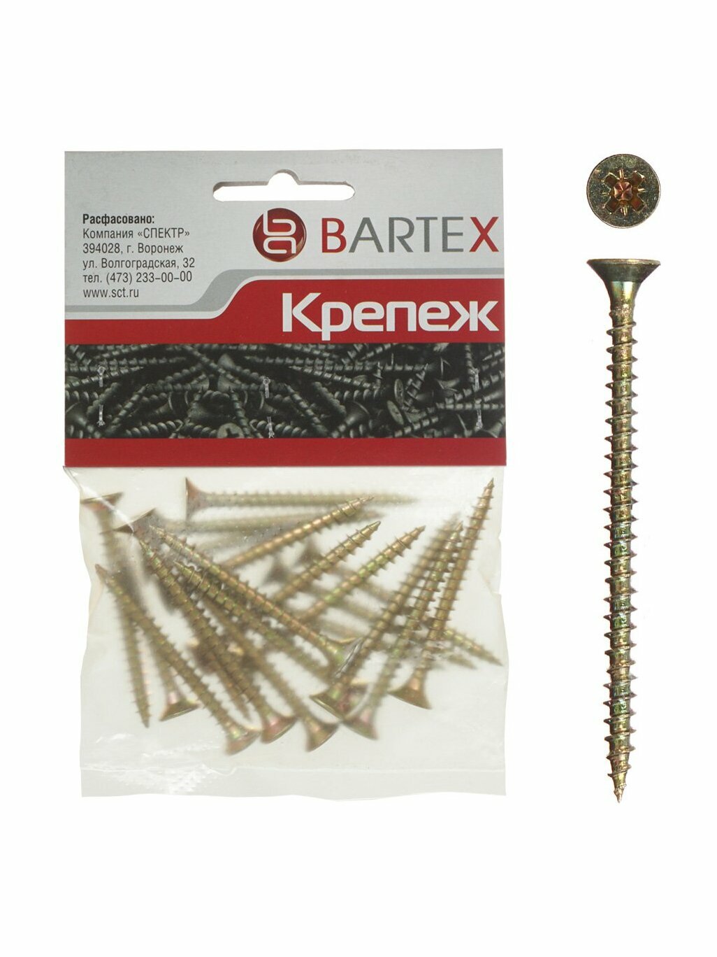 Саморез универсальный Bartex 5х60 мм, оцинкованный, 20 штук в упаковке. Надежный крепеж для строительных и ремонтных работ.