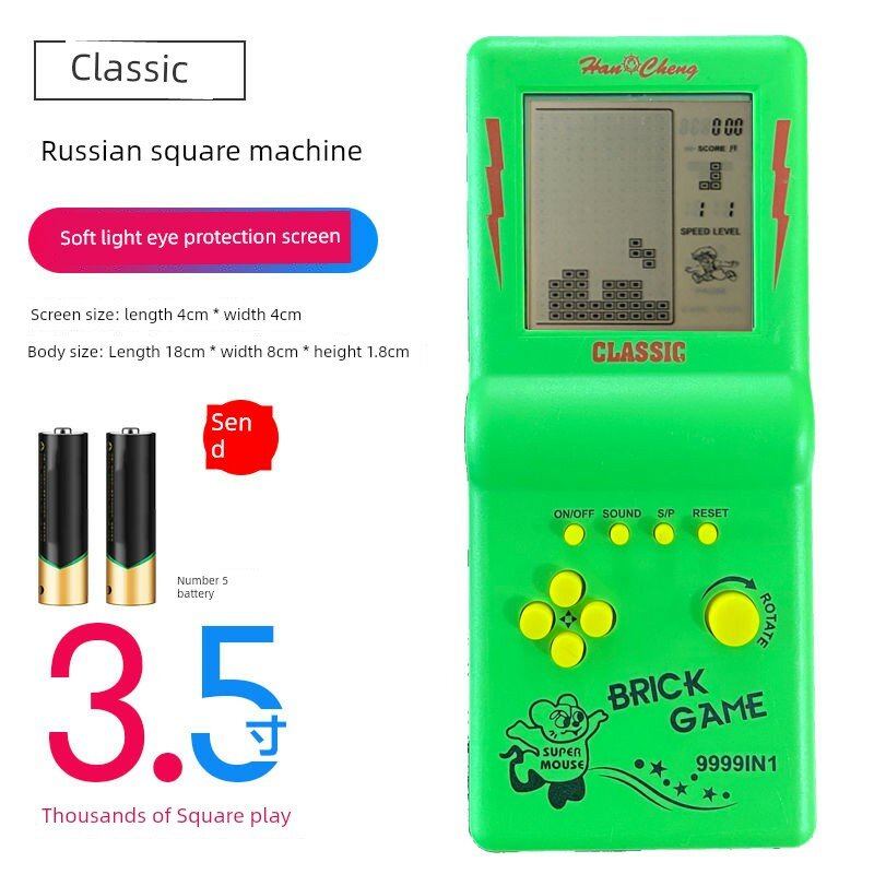 Классическая 3.5-дюймовая переносная игровая консоль с подзарядкой и аккумулятором, зеленая ретро-игровая консоль