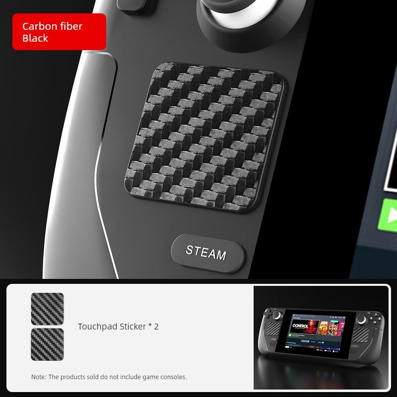 Черные наклейки с карбоновым узором для тачпада Steam Deck для защиты