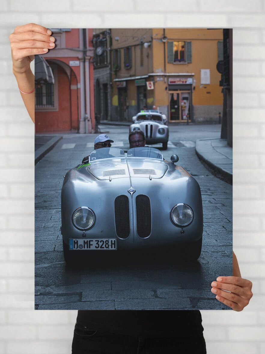 Плакат на стену для интерьера Легенды Авто (БМВ 328 Милле Милья - BMW 328 Mille Miglia Roadster) - Постер по машине формата A2 (42x61 см)