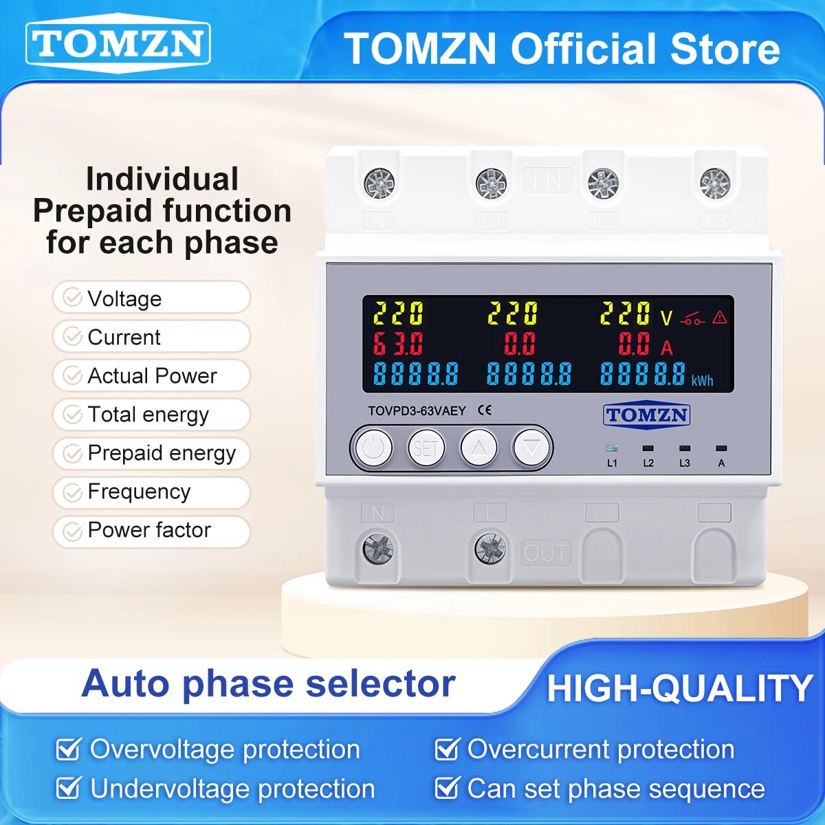 TOMZN Фазовый селектор трехфазный 63A