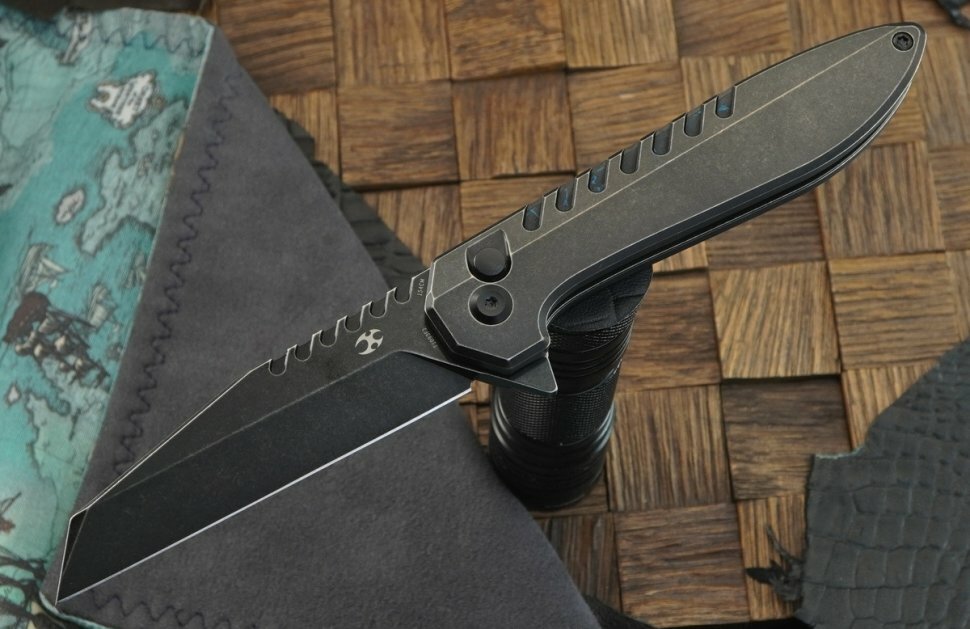Складной нож Kansept Knives Kosame, сталь 154CM, BW, рукоять титан/синий карбон