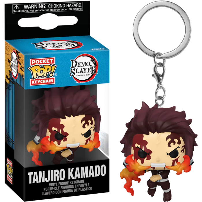 Фигурка Funko POP Demon Slayer: Kimetsu no Yaiba Танджиро, Незуко, Аказа, Доума. Брелок Танджиро_Аутентичное пятно 10 см