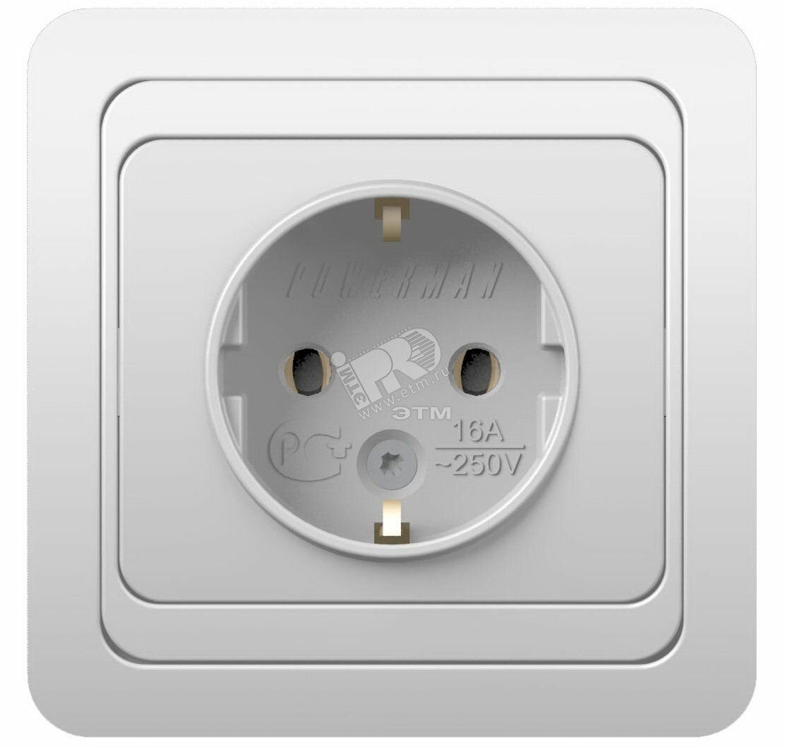 POWERMAN Classic Розетка с/з белый 16А 250В