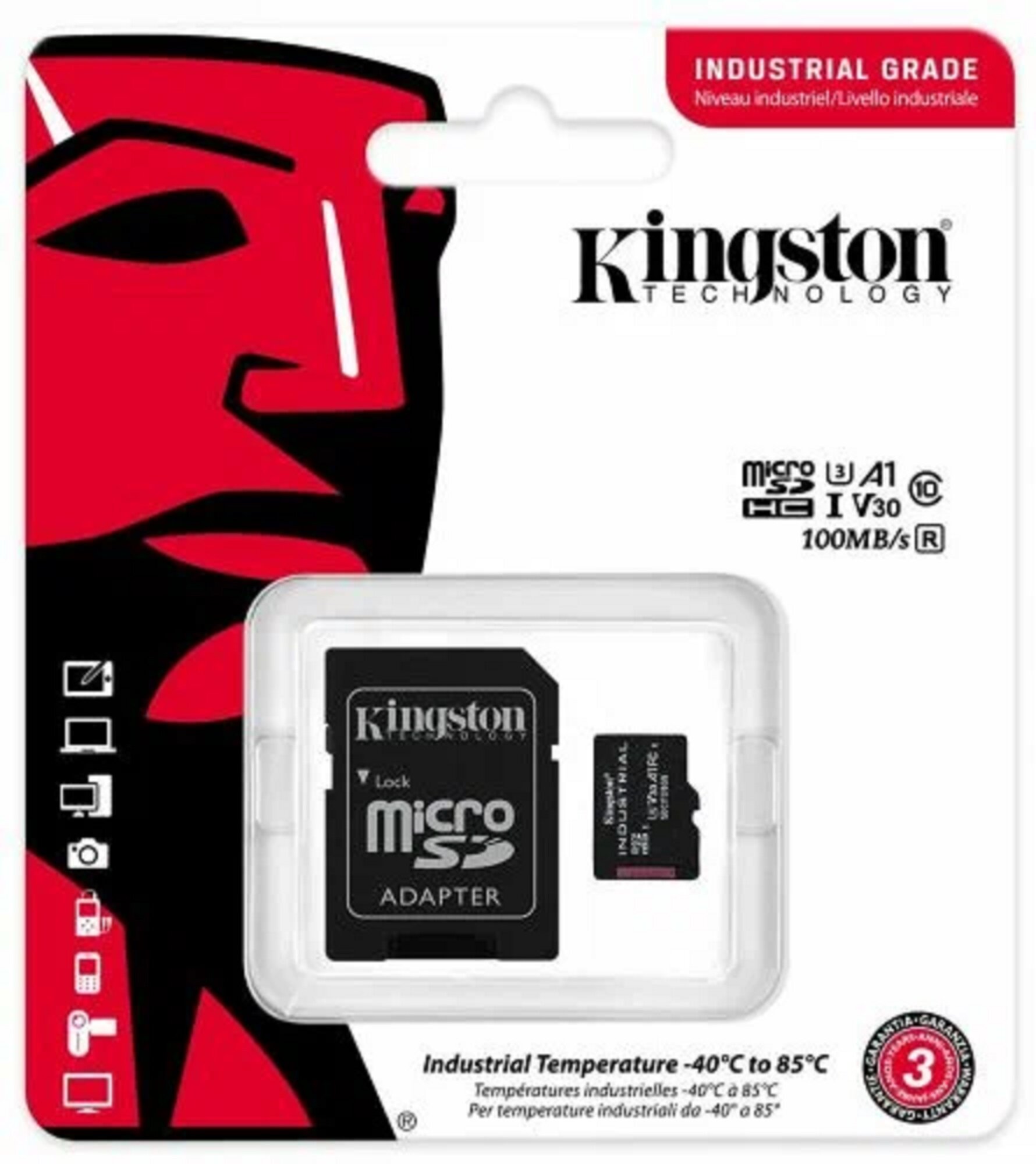 Карта памяти 16GB Kingston SDCIT2/16GB сlass 10 UHS-I U3 V30 A1 TLC в режиме pSLC, с адаптером