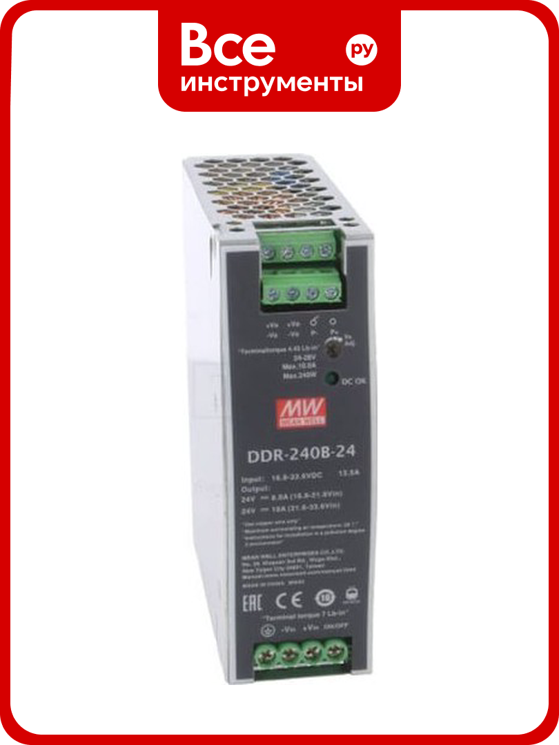 Преобразователь Mean Well DDR-240B-24 DC-DC на DIN-рейку Т03198723, защита от короткого замыкания, линейный