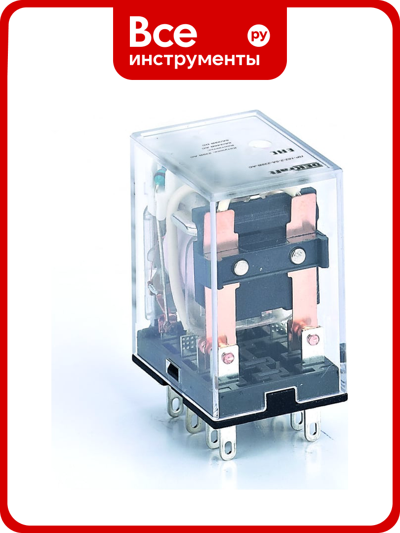 Промежуточное реле DEKraft 2 контакта, с LED индикатором, 5А 127В AC ПР-102 23862DEK, Число операций в час