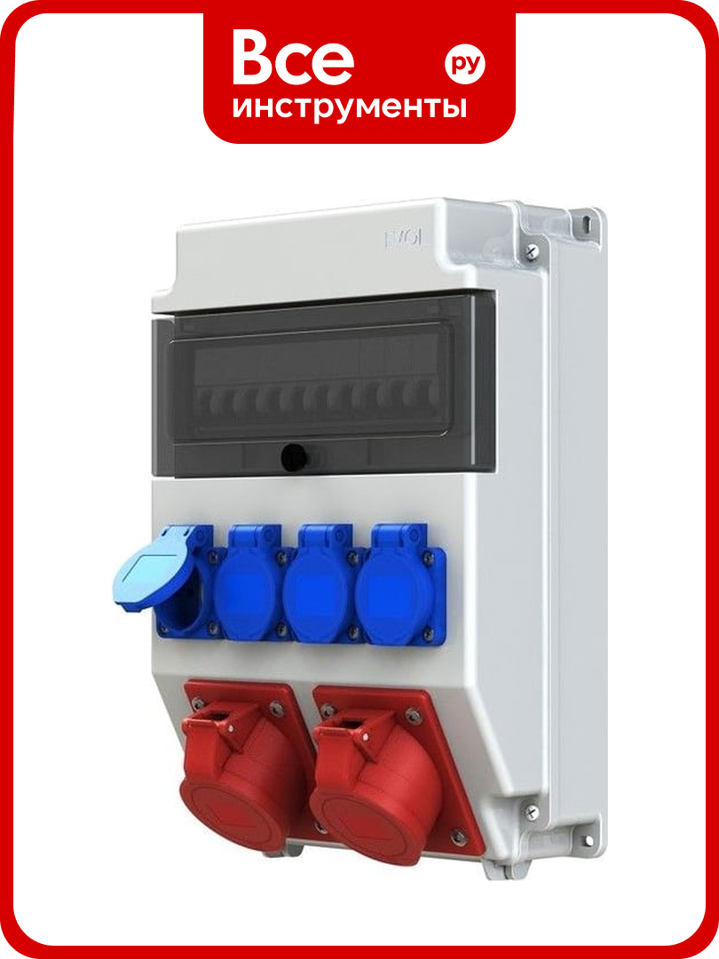 Щит с розетками навесной Combox 11 EVOL 0102-010-1, шестирозеточный электрический щит, заземлённый, защита