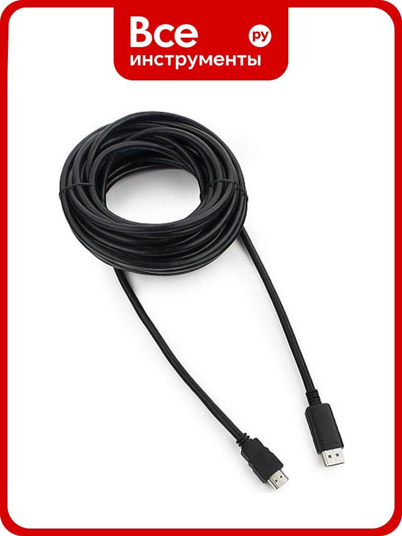 Кабель HDMI-DisplayPort Cablexpert, 10м, 20M/19M, черный, экранированный, пакет,