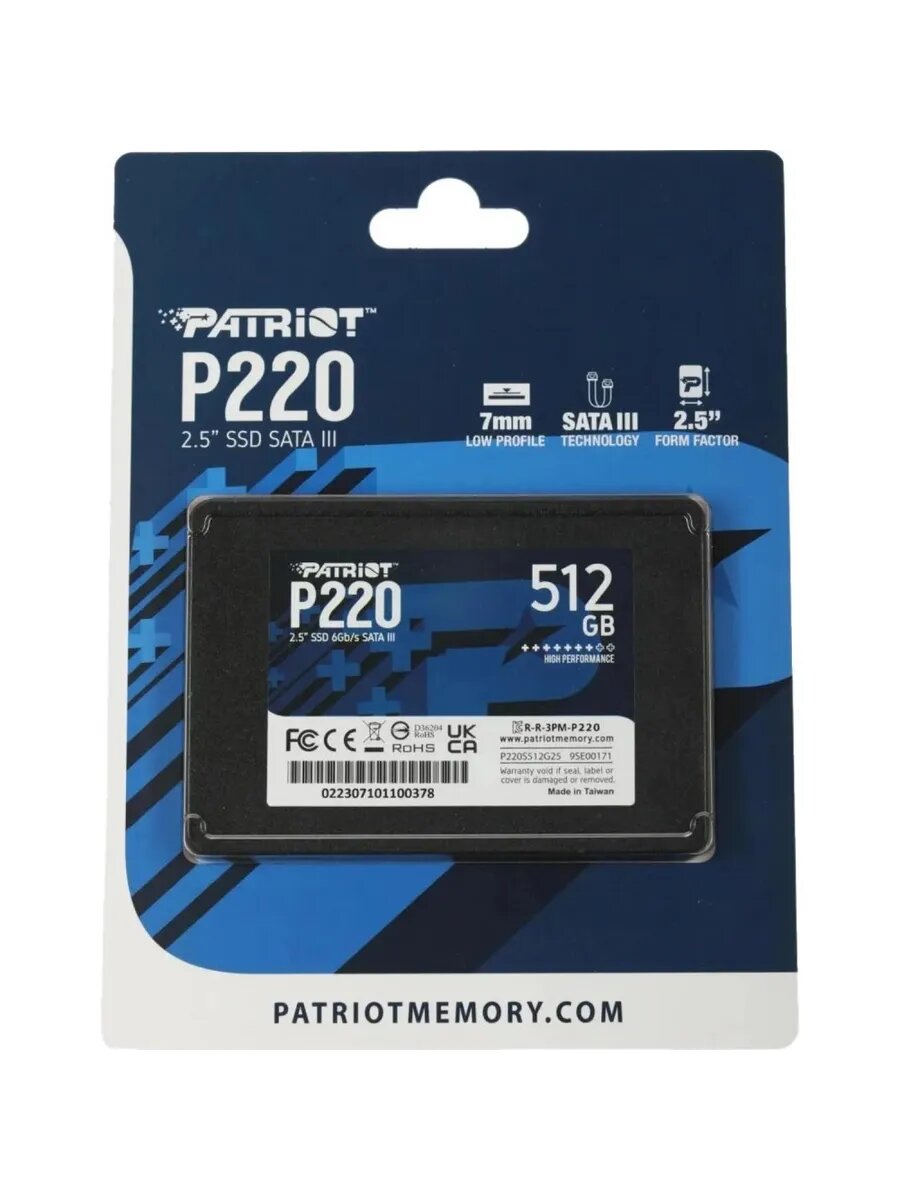 Быстрый SSD накопитель Patriot 512GB для ПК