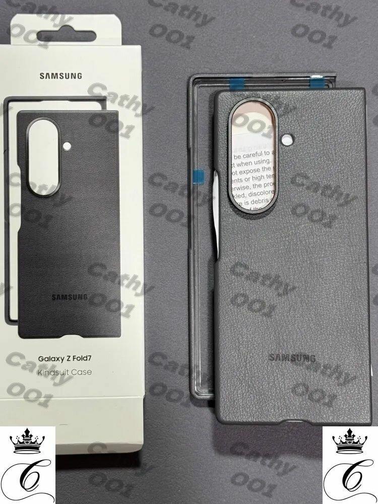 Чехол для Samsung Galaxy Z Fold7 "Soft-Touch", кожа, пластик, поликарбонат, серый