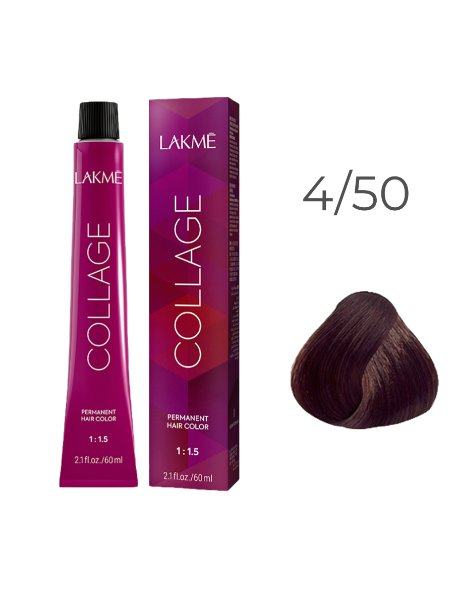 Краска для волос Lakme Collage new 4/50 средний шатен махагоновый, 60 мл