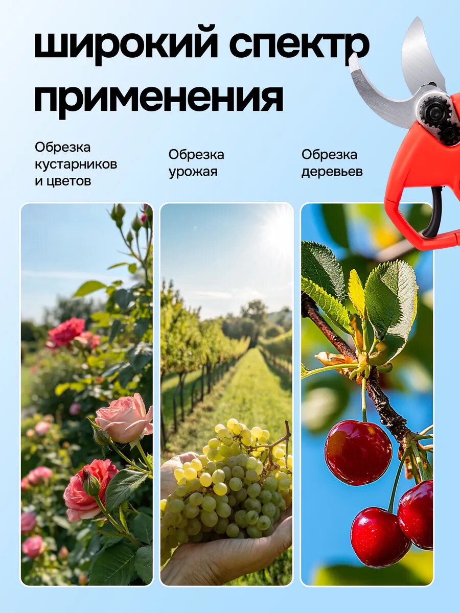 Набор аккумуляторный Krotof PSB03, секатор, односторонний нож, красный