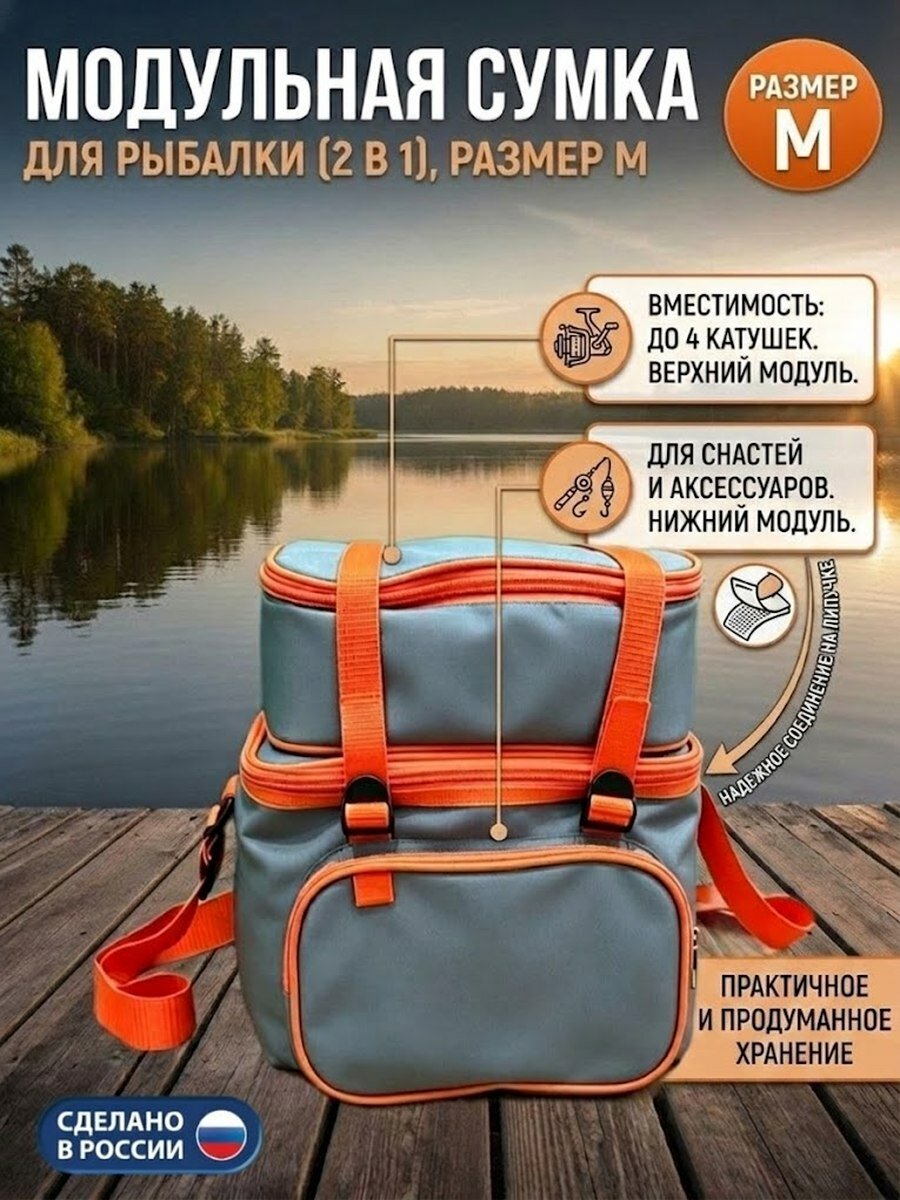 Сумка для катушек и рыболовных снастей 2 в 1, органайзер на 6 катушек, размер М