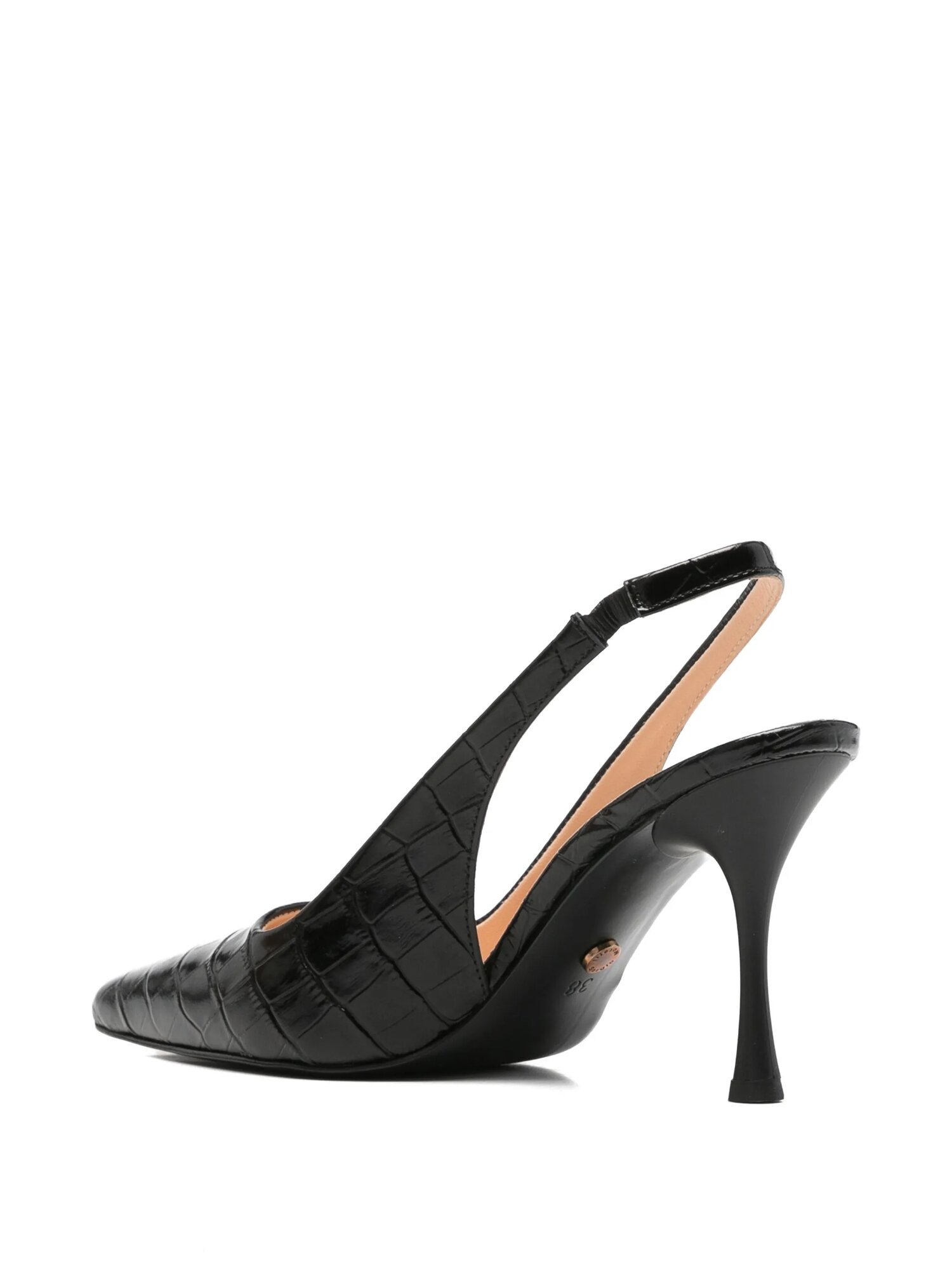 Туфли SERGIO MORETTI Croc-effect slingback pumps, размер 37, black/black — фото 1