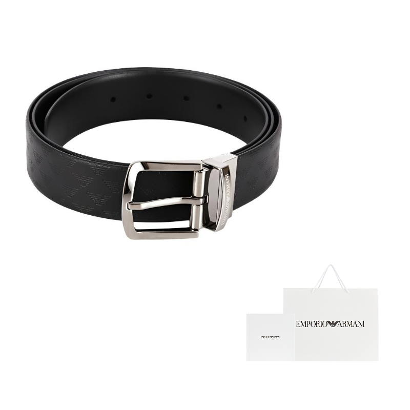 EMPORIO ARMANI Ремни из коровьей кожи Мужской Черный Ширина 3,5 см OneSize