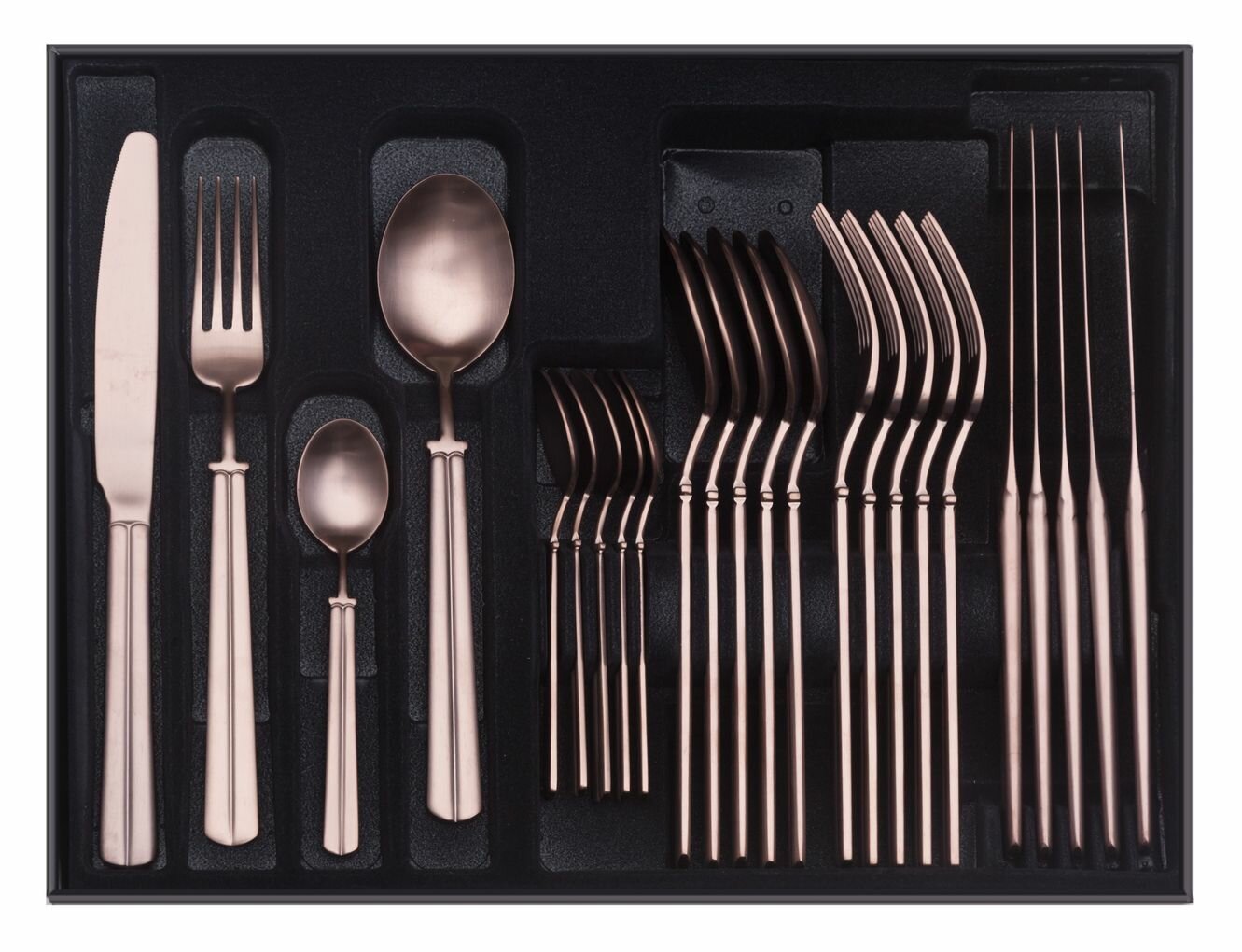 Набор столовых приборов на 6 персон 24 прибора Herdmar BROOKLYN PVD MAT CHOCOLAT 6