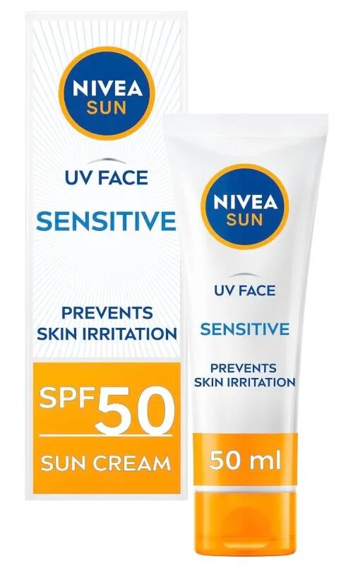 NIVEA Sun Sensitive SPF50 Солнцезащитный крем для лица для чувствительной кожи 50 мл