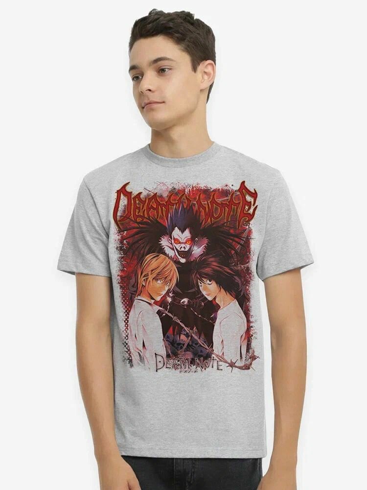 Футболка Тетрадь смерти / Death Note / Мужская серый меланж 3XL