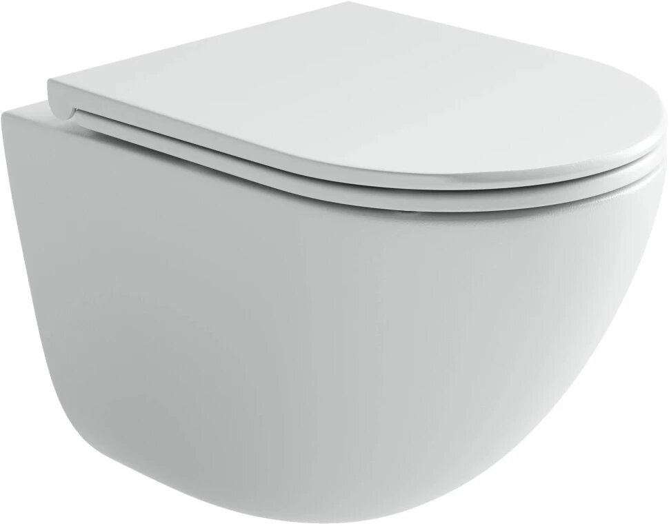 Унитаз подвесной Ceramicanova Vogue CN4008TMW безободковый, торнадо, с сиденьем микролифт, белый матовый