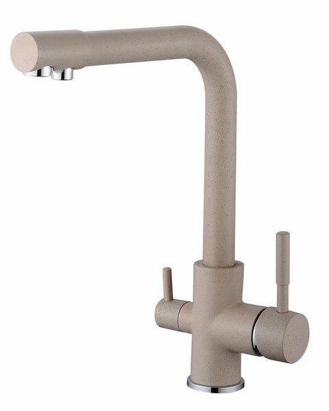 Смеситель для кухня боковой под фильтр (латунь) 5014 VIKO Ф35 с гайкой Chrome SandBeige
