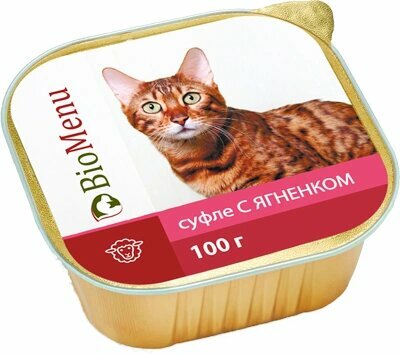 Консервы для кошек Био Меню суфле с Ягненком 100г